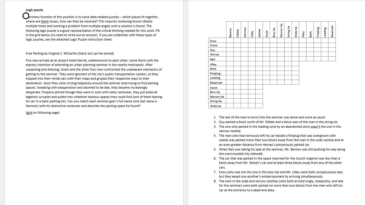 Solved Logic puzzle primary function of this position is to | Chegg.com