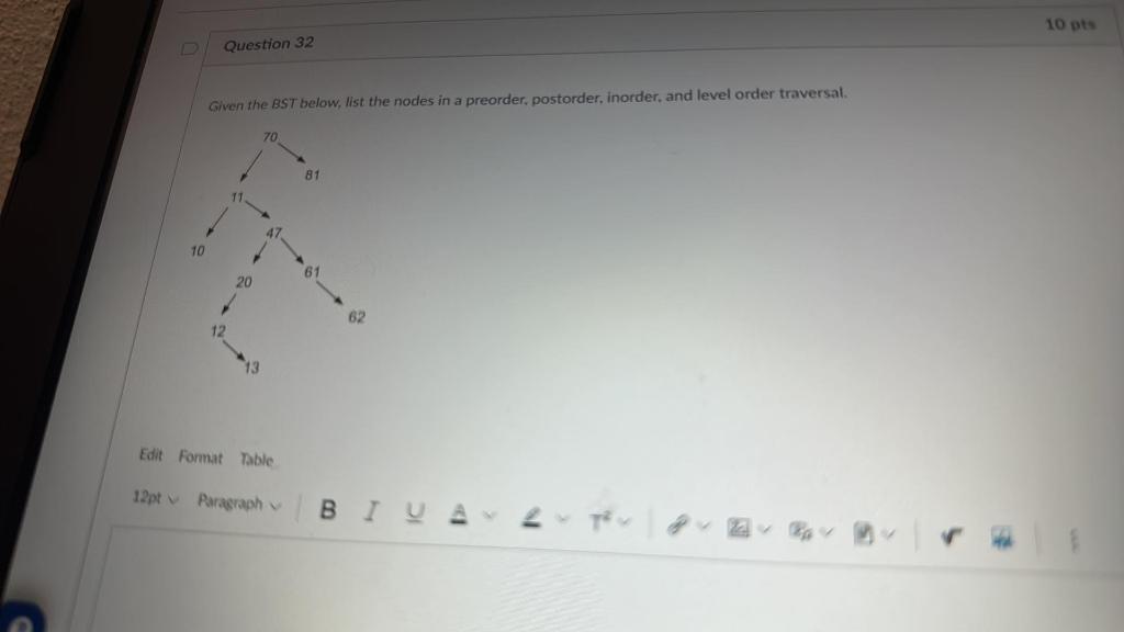 Solved Given the BST below, list the nodes in a preorder, | Chegg.com