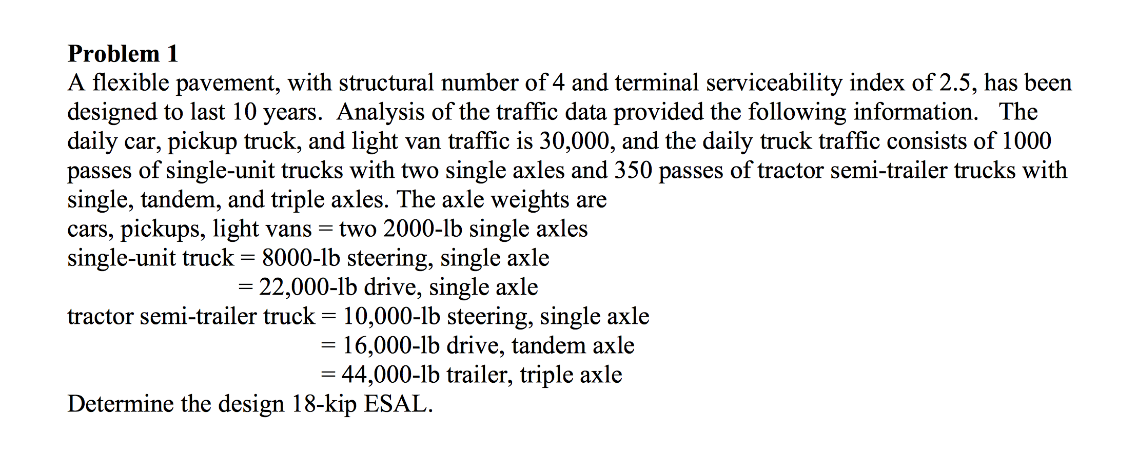 Solved Problem 1 A flexible pavement, with structural number | Chegg.com