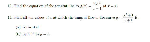 Solved 12. Find the equation of the tangent line to | Chegg.com