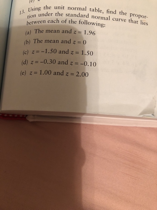 Solved no the unit normal table, find the propor- Using tion | Chegg.com