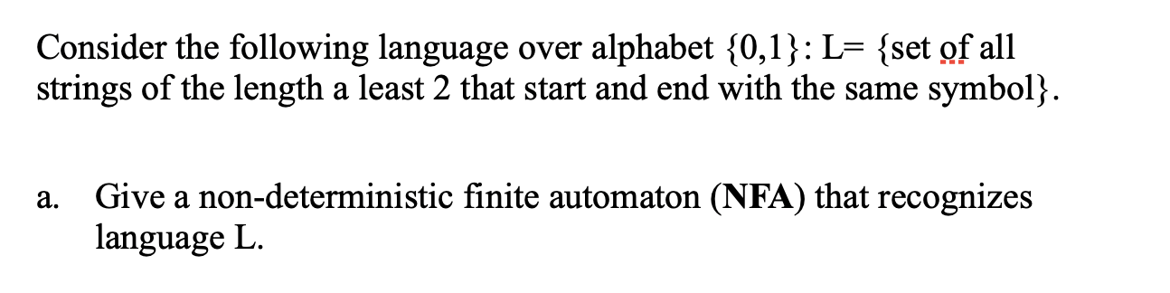 Solved Consider the following language over alphabet {0,1}: | Chegg.com