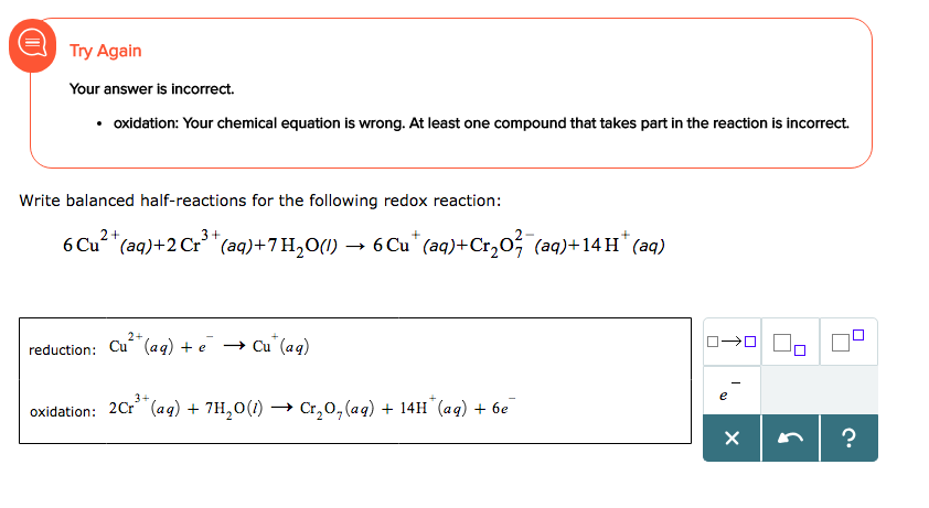 Solved Try Again Your answer is incorrect. oxidation: Your | Chegg.com
