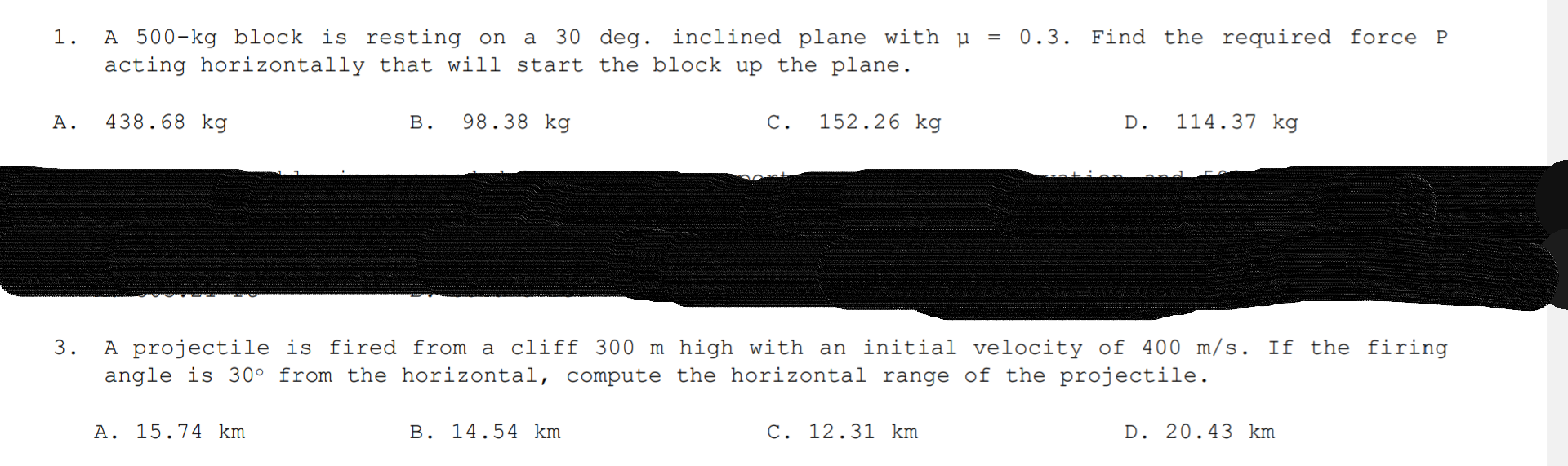 Solved 1. a P A 500-kg block is resting on 30 deg. inclined | Chegg.com