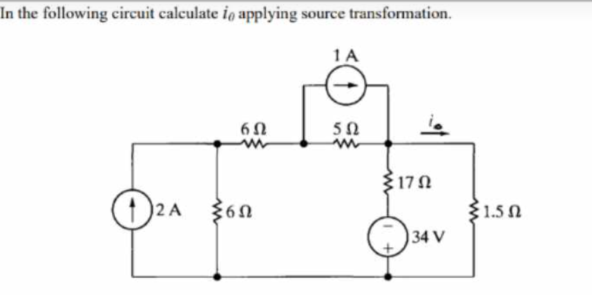 Solved In the following circuit calculate iO applying source | Chegg.com