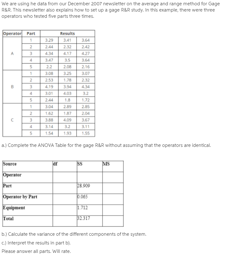 Solved We are using he data from our December 2007 | Chegg.com
