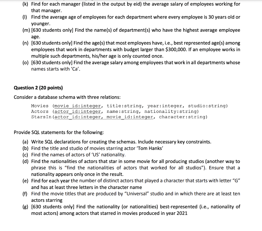 Solved Consider a database schema with three relations: | Chegg.com