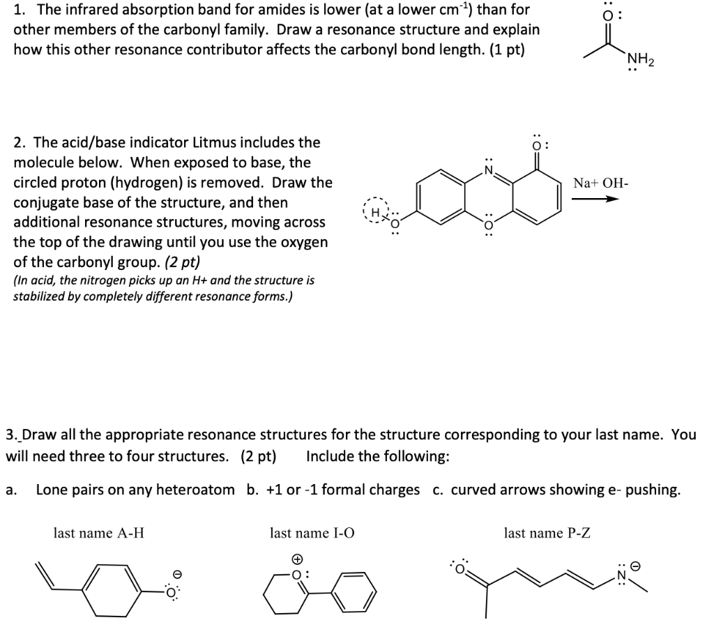 Solved 0: 1. The infrared absorption band for amides is | Chegg.com