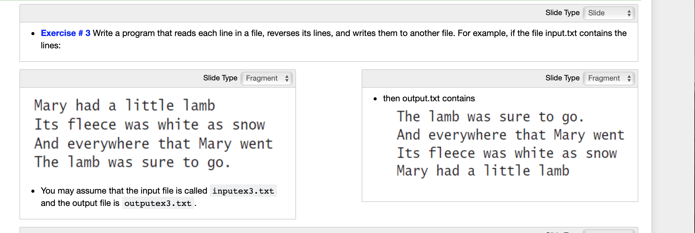 Solved Slide Type Slide • Exercise # 3 Write a program that | Chegg.com