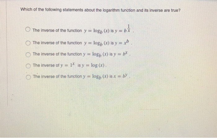 Solved Which of the following statements about the logarithm | Chegg.com