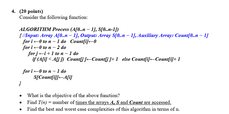 Solved 4. (20 points) Consider the following function: | Chegg.com