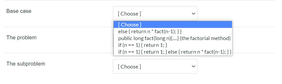 Solved Match the parts of recursion to this code snippet. | Chegg.com