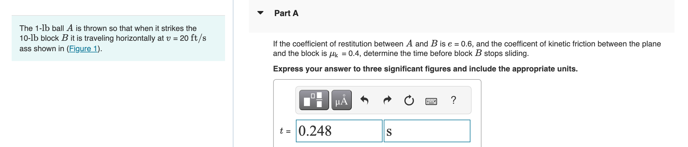 Solved The 1-lb ball A is thrown so that when it strikes the | Chegg.com