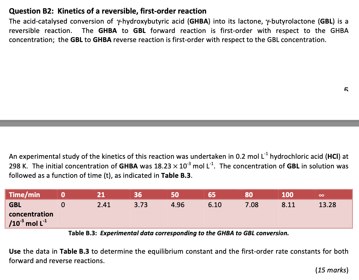 Solved Question B2 Kinetics Of A Reversible First Order