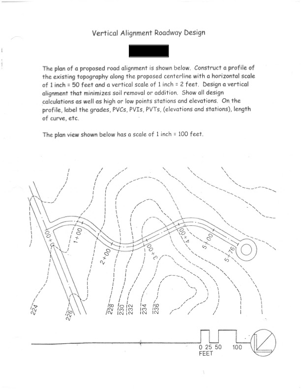 Solved Vertical Alignment Roadway DesignThe plan of a | Chegg.com