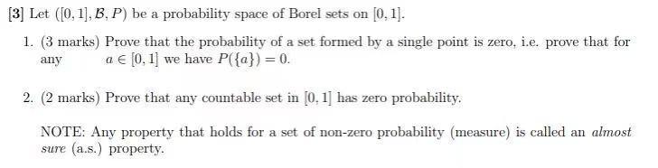 Solved [3] Let (0,1],B, P) be a probability space of Borel | Chegg.com