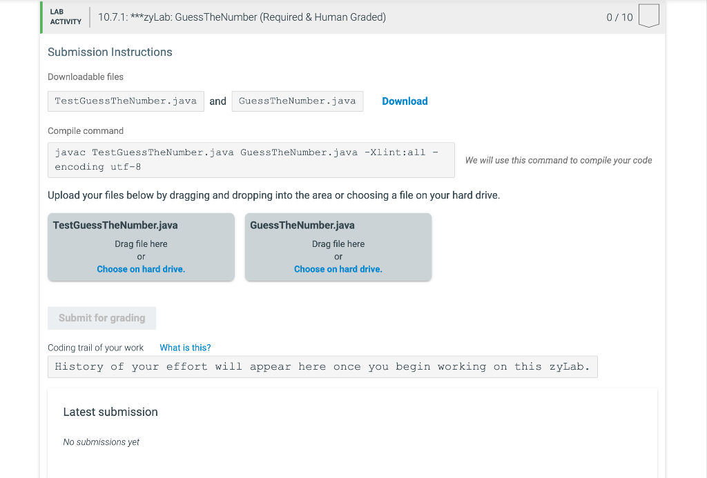 Solved 10.7 ∗∗∗ zyLab: GuessTheNumber (Required \& Human | Chegg.com