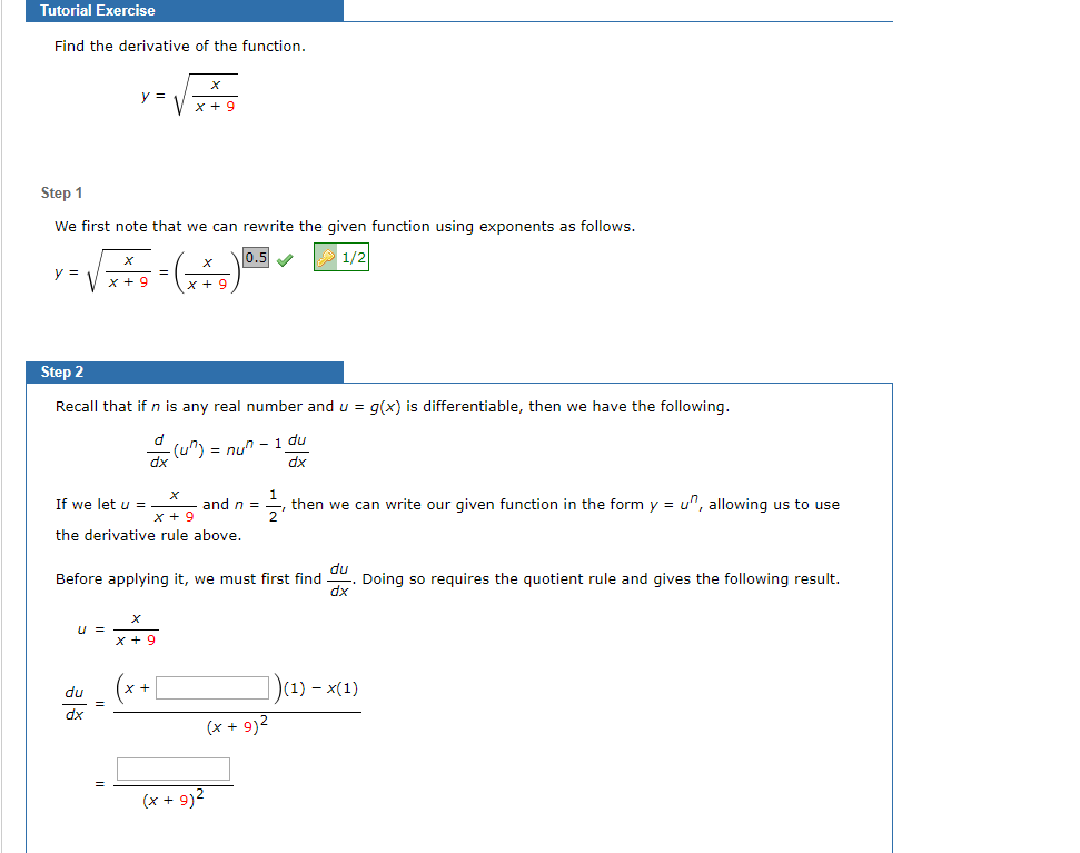 Solved Tutorial Exercise Find the derivative of the | Chegg.com
