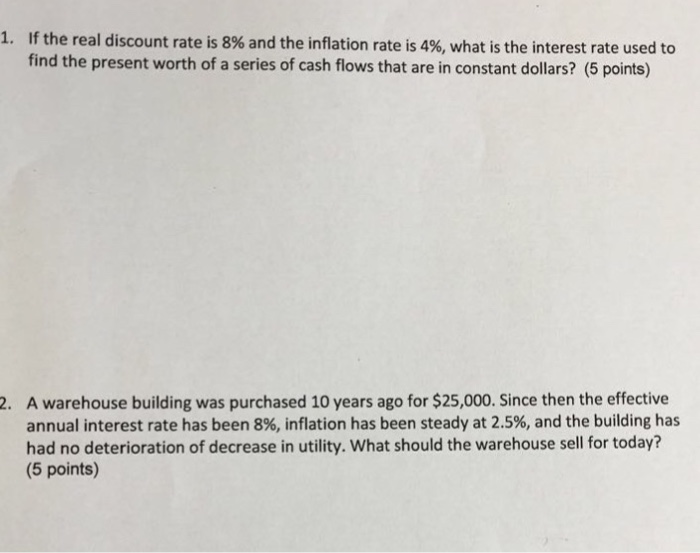 Solved If the real discount rate is 8% and the inflation | Chegg.com