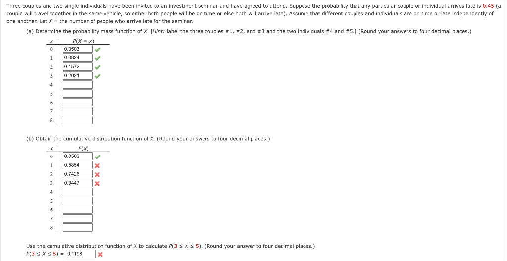 Solved Three couples and two single individuals have been | Chegg.com