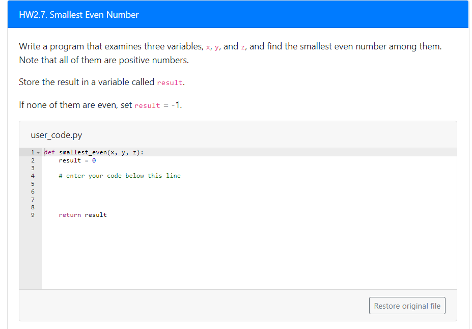 Solved Hw27 Smallest Even Number Write A Program That 4299