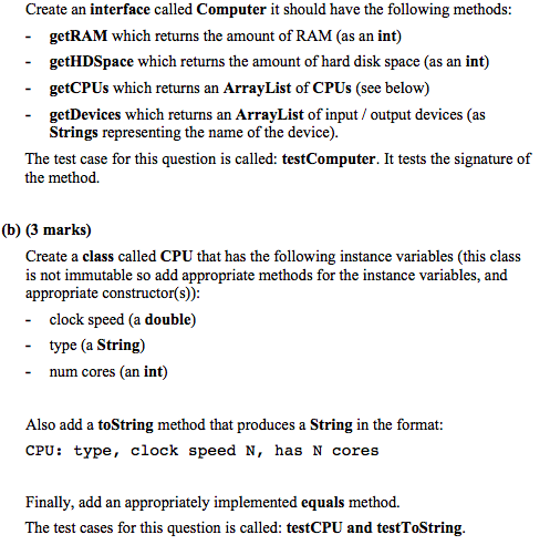 Solved Create an interface called Computer it should have | Chegg.com