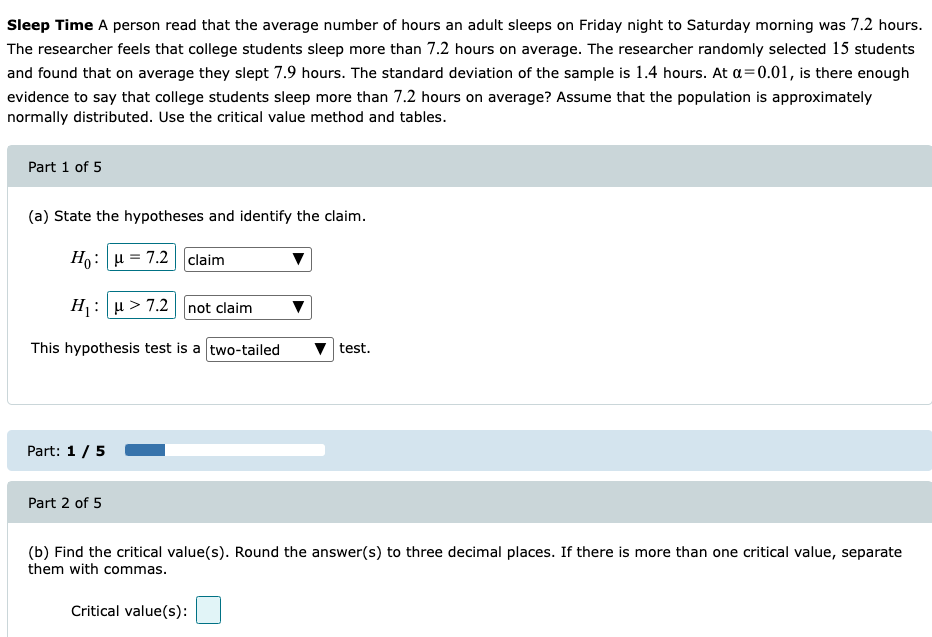 Solved Sleep Time A person read that the average number of | Chegg.com
