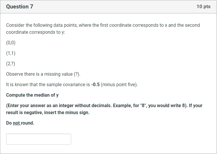 Solved Question 7 10 pts Consider the following data points, | Chegg.com