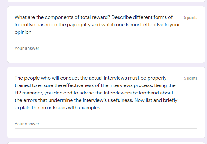 Solved 5 points What are the components of total reward? | Chegg.com