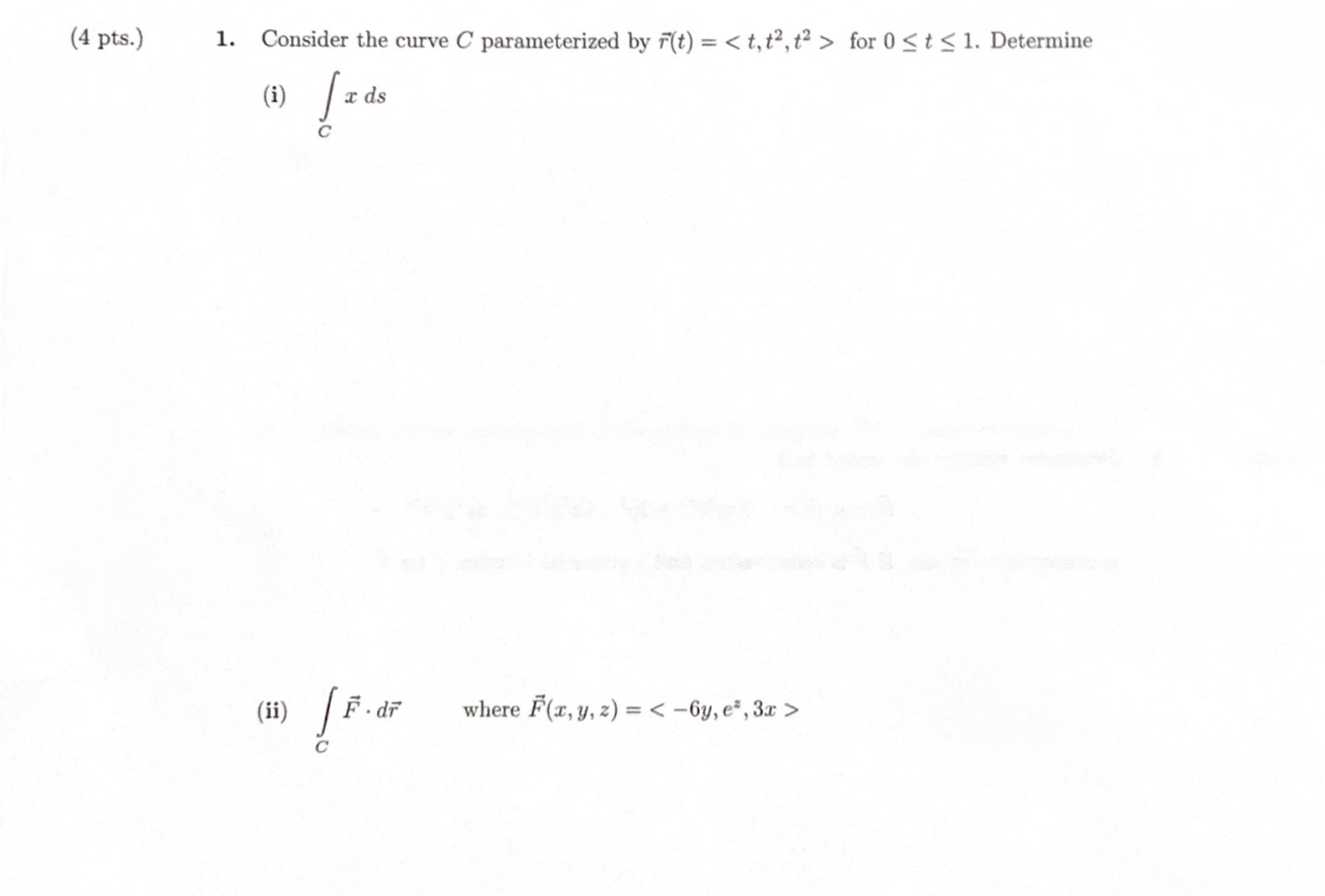 Solved 1 Consider The Curve C Parameterized By