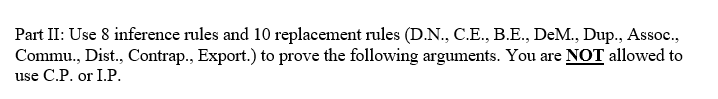 Part II: Use 8 inference rules and 10 replacement | Chegg.com