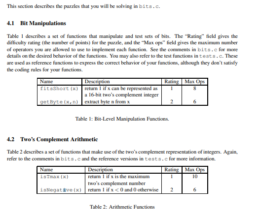 Solved In C please:InstructionsThe bits.c file contains a | Chegg.com