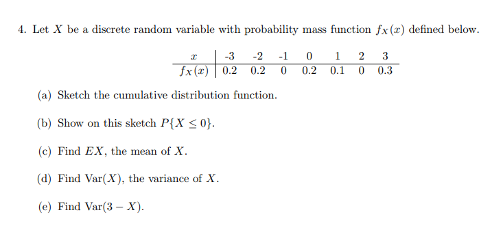 Solved 4. Let X be a discrete random variable with | Chegg.com