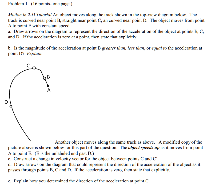 Solved Problem 1. (16 points- one page.) Motion in 2-D | Chegg.com