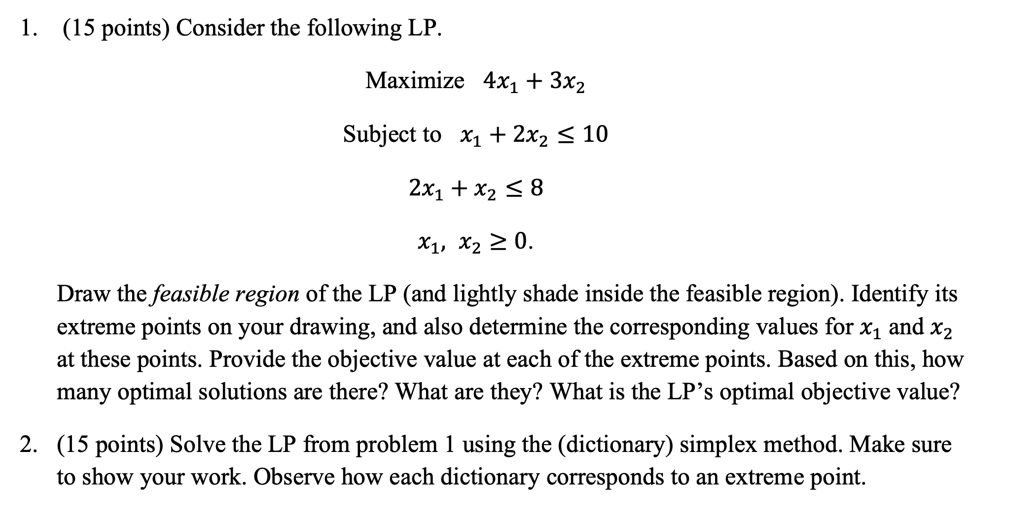 Solved (15 ﻿points) ﻿Consider the following LP.Maximize | Chegg.com