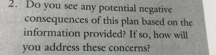 2. Do you see any potential negative consequences of | Chegg.com