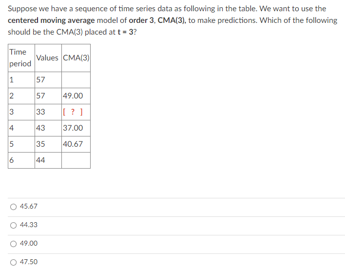 Solved Suppose we have a sequence of time series data as | Chegg.com