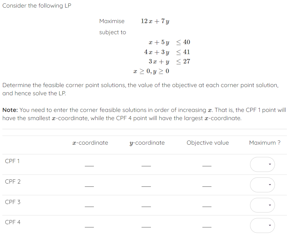 Solved Consider the following LP Maximise subject to | Chegg.com