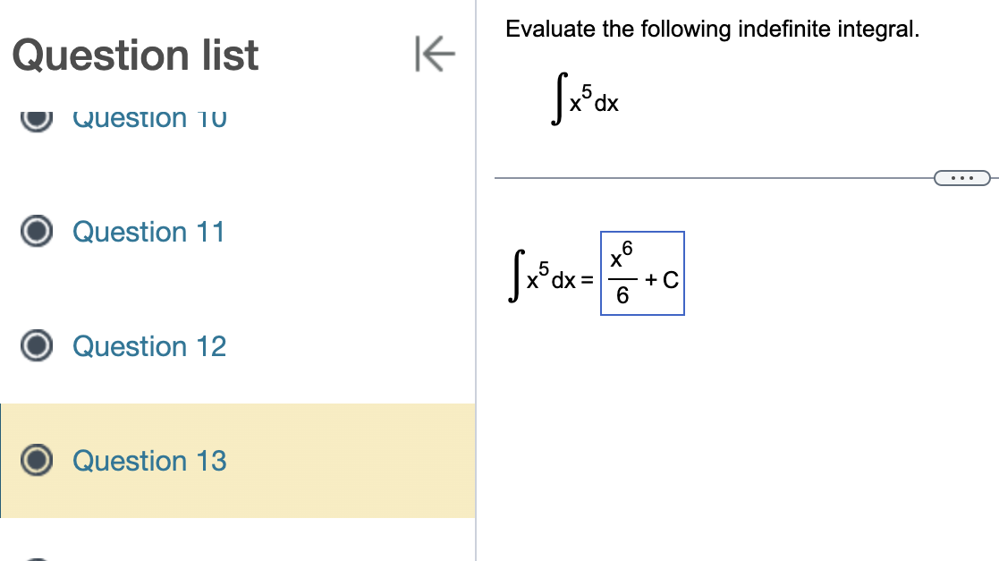 Solved estion list Uuestion Question 11 Question 12 Evaluate | Chegg.com