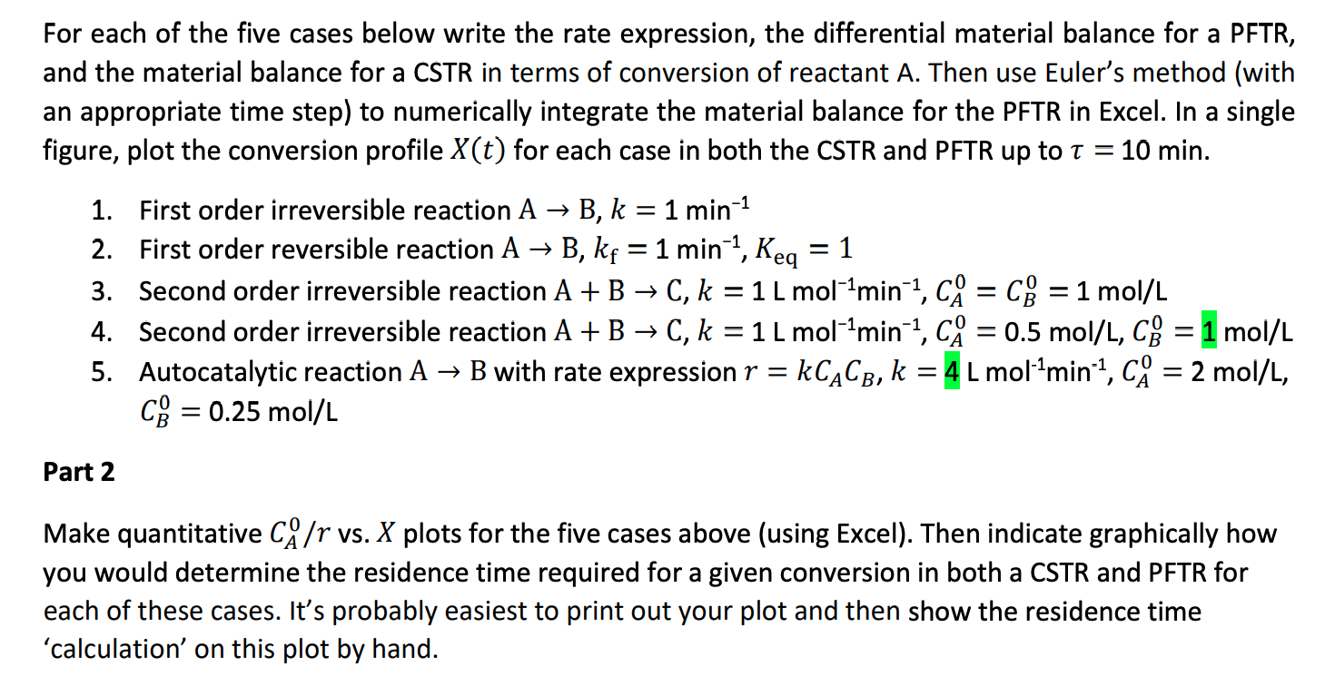 Solved For each of the five cases below write the rate | Chegg.com