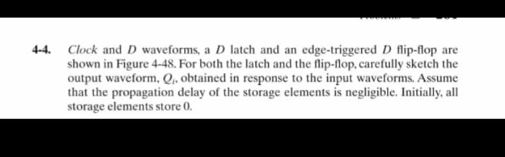 Solved 4-4. Clock and D waveforms, a D latch and an | Chegg.com