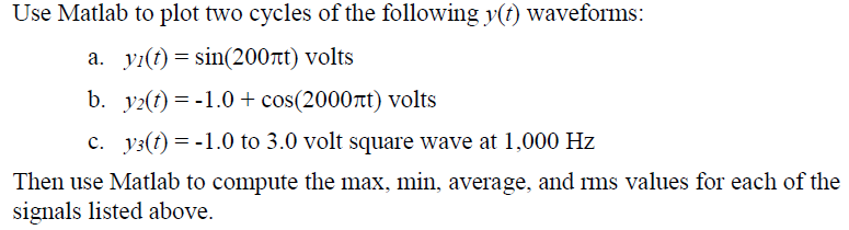 Solved Use Matlab to plot two cycles of the following ) | Chegg.com