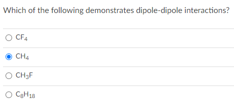 Solved Which of the following demonstrates dipole-dipole | Chegg.com
