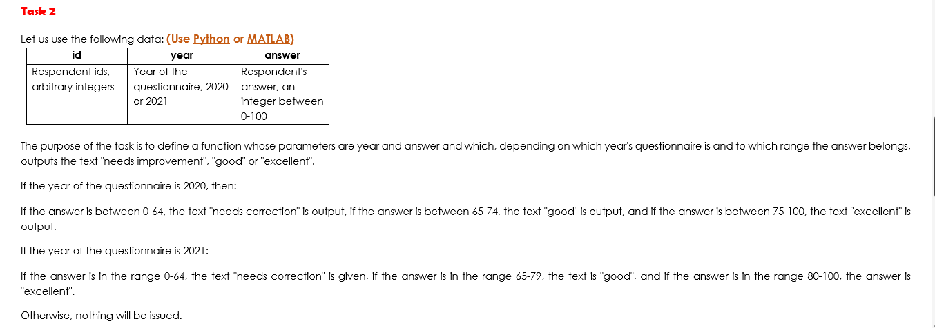 Solved Task 2 Let us use the following data: (Use Python or | Chegg.com