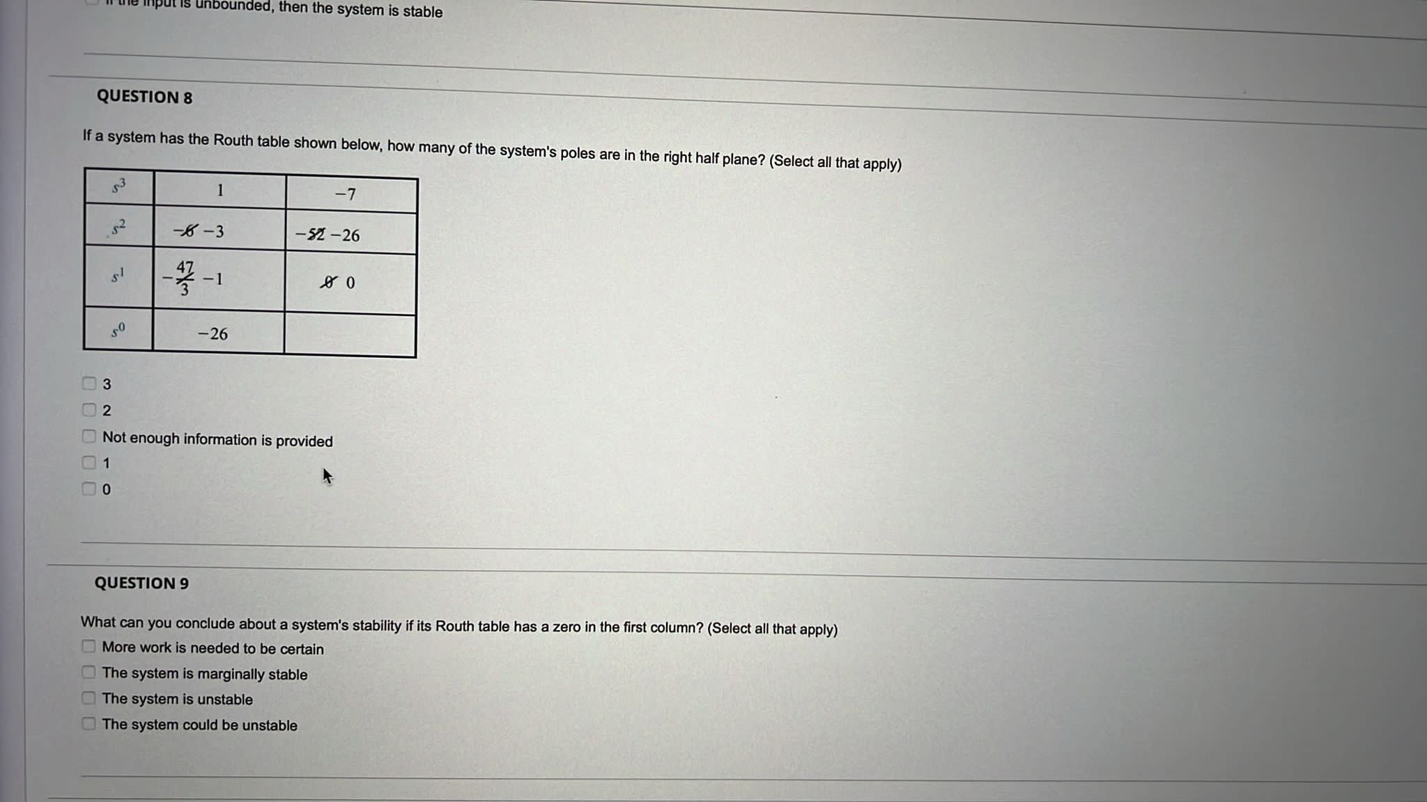 Solved If a system has the Routh table shown below, how many | Chegg.com