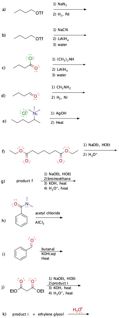 Solved 1) NaN; a) OTf 2) H2, Pd 1) NaCN b) OTf 2) LIAIH 3) | Chegg.com
