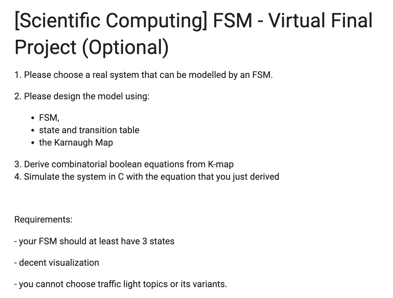 Solved [Scientific Computing] FSM - Virtual Final Project | Chegg.com