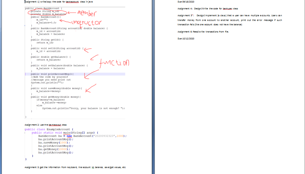 Assignment 1) write/copy the code for bankaccount | Chegg.com