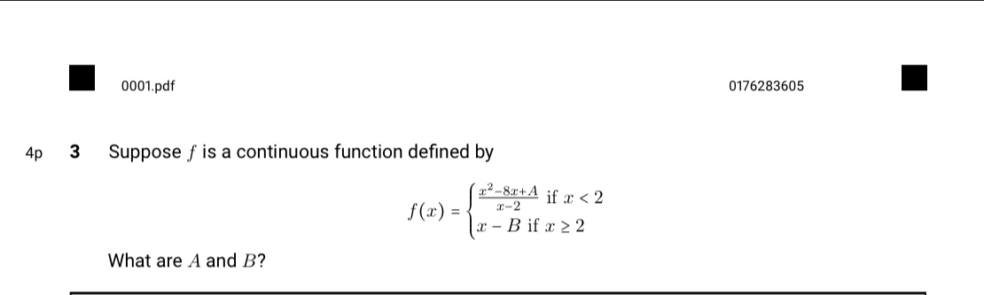 Solved 4p3 Suppose f is a continuous function defined by | Chegg.com