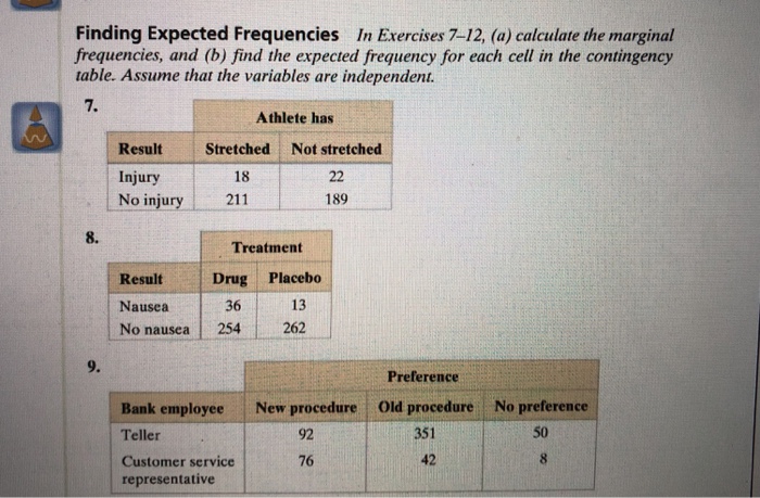 Solved Finding Expected Frequencies In Exercises 7-12, (a) | Chegg.com